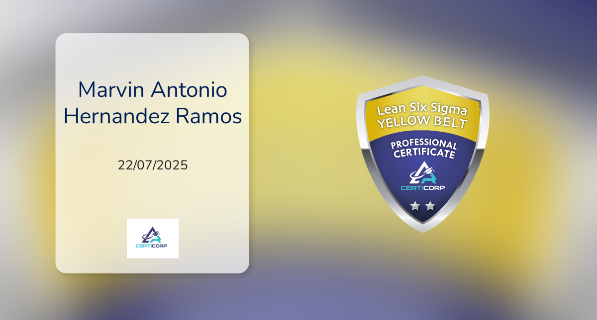 Lean Six Sigma Yellow Belt Professional Certification was issued by CR CERTICORP to Marvin ...