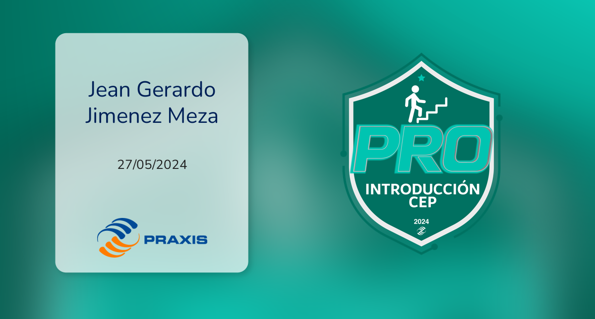 Introducción CEP fue emitido por Praxis a Jean Gerardo Jimenez Meza.