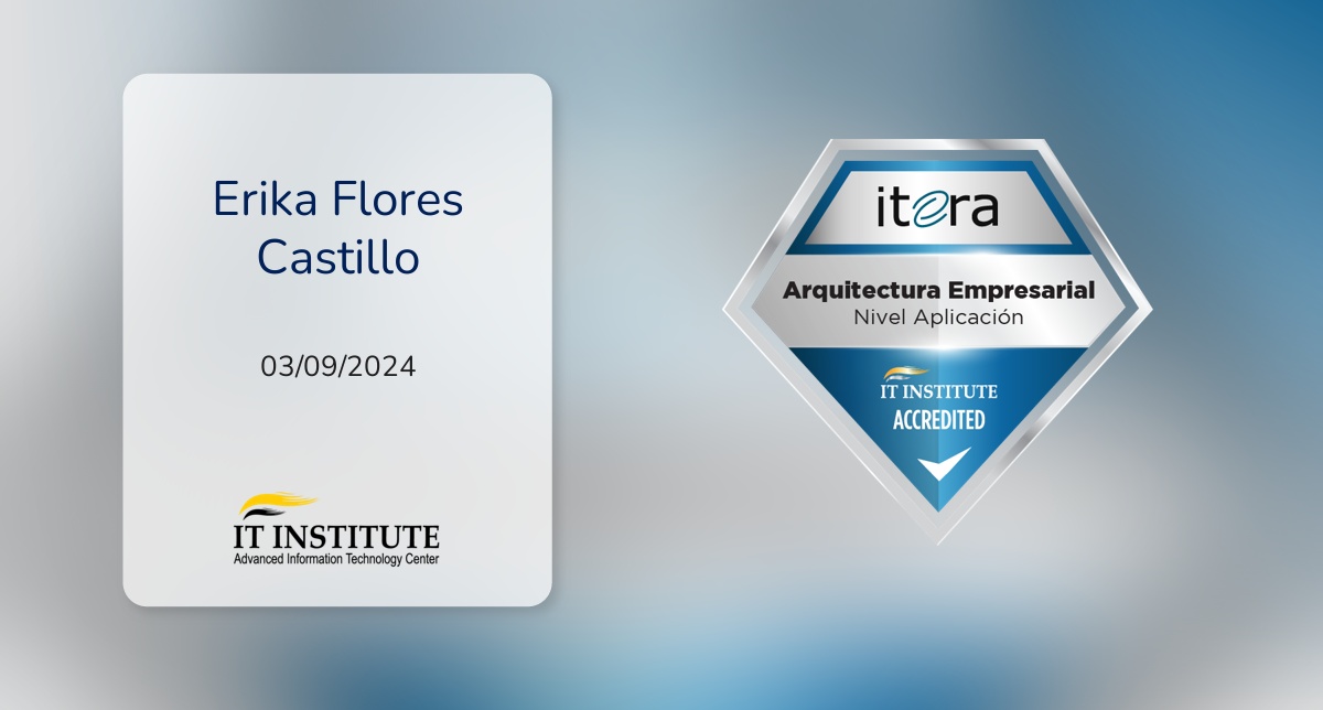 Arquitectura Empresarial Nivel Aplicación fue emitido por ITERA a Erika ...