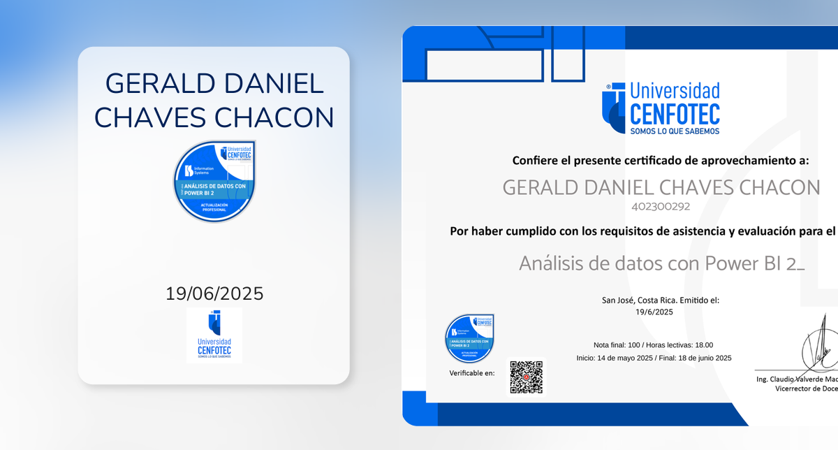 Análisis de datos con Power BI 2_ fue emitido por Universidad CENFOTEC ...