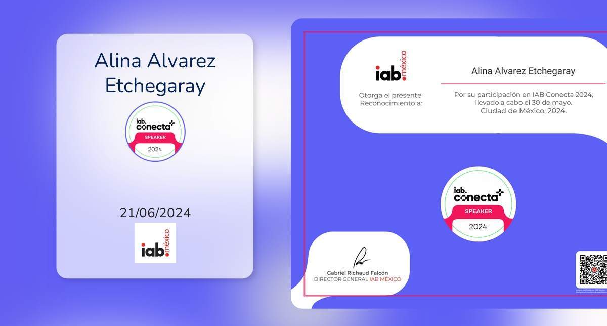 Speaker en IAB Conecta 2024 fue emitido por IAB - Interactive ...