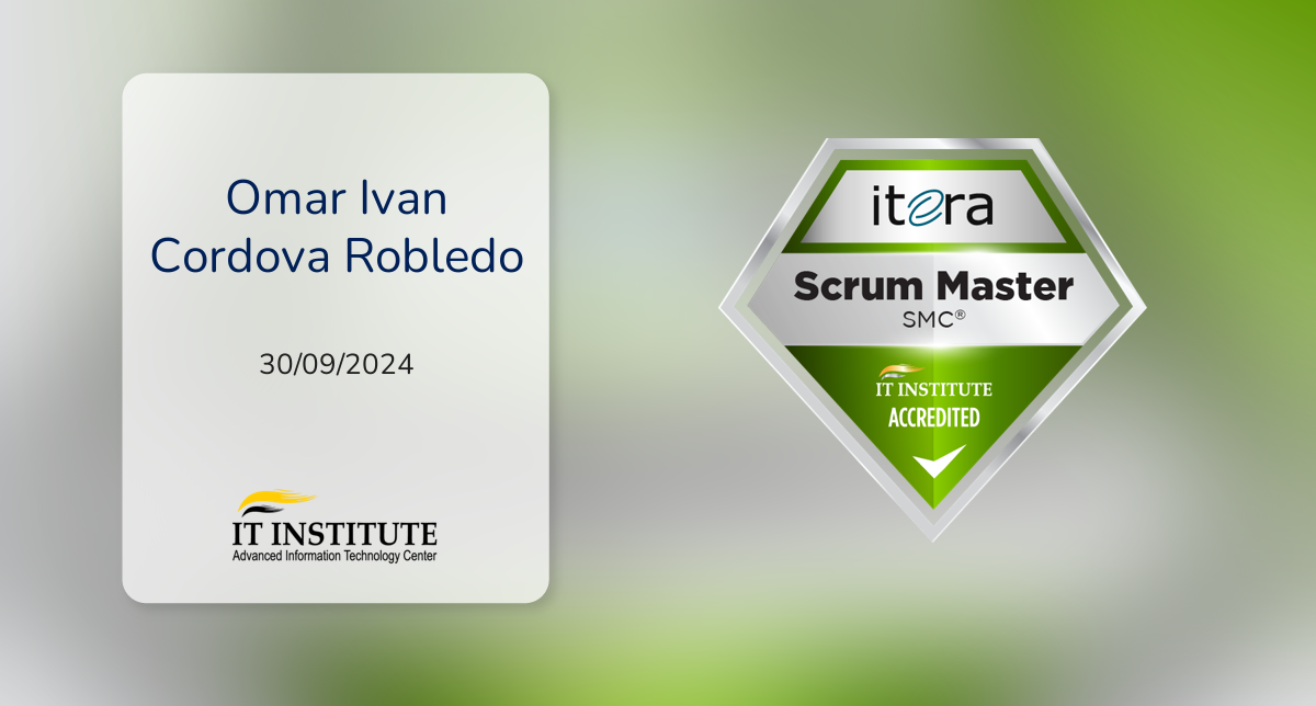 Curso Scrum Master fue emitido por ITERA a Omar Ivan Cordova Robledo.