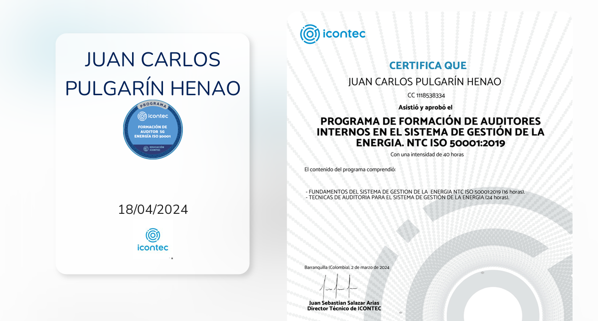 PROGRAMA DE FORMACIÓN DE AUDITORES INTERNOS EN EL SISTEMA DE GESTIÓN DE LA ENERGIA. NTC ISO ...