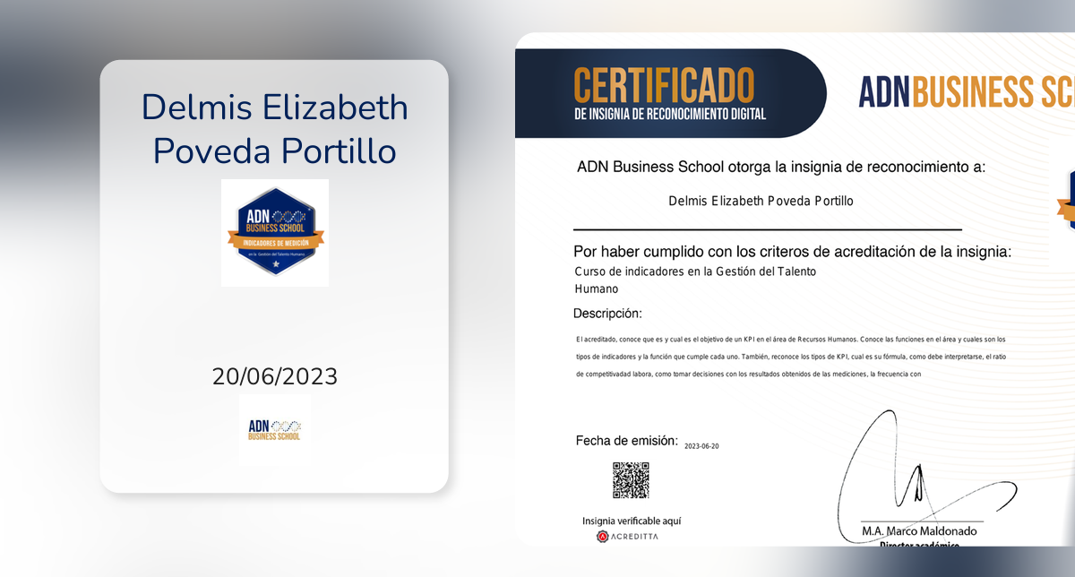 Curso de indicadores en la Gestión del Talento Humano fue emitido por ...