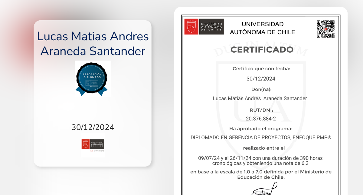 DIPLOMADO EN GERENCIA DE PROYECTOS, ENFOQUE PMP® fue emitido por ...